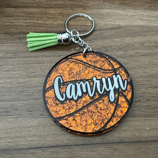 Personalized Glitter Basketball Keychain – Acrylic Sports Keyring - Etsy
