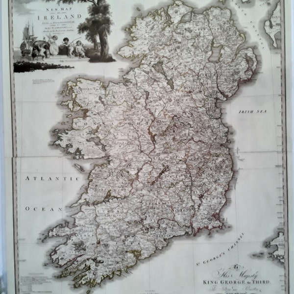 Antique Ireland Map. Ireland Print. Ireland Art. Map Decor. Map of ...