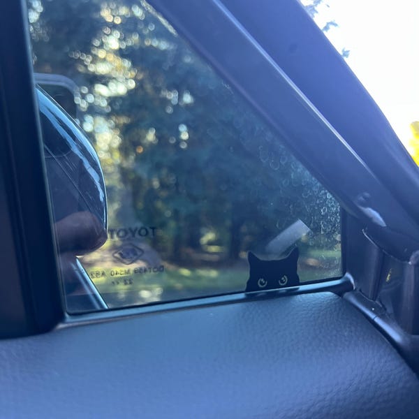Cat Peeker Decal, Car Decal, Black Cat Peeker Sticker, Blank Button ...