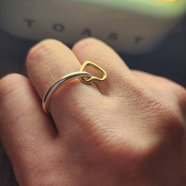 Sterling Silver Heart Dangle Charm Ring Love Ring for Her Silver ...