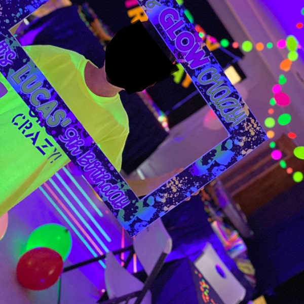 Neon Birthday Party Photo Booth Frame, Glow Party Photo Booth Frame ...