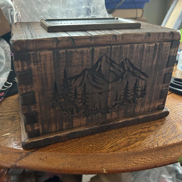 Rustic Woodsman Chiseled Urn / Handcrafted Pine Cremation Urn / Wood ...