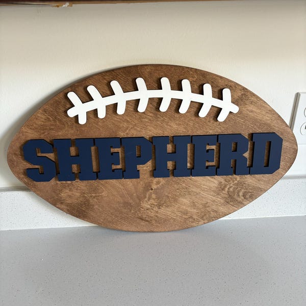 Football Name Sign | 18-36" Diameter | Round Sign | Child Baby Name ...