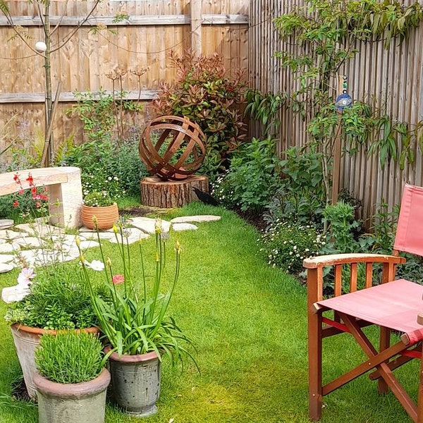 UK Rustic Garden Double Banded Sphere, Decoration Orb, Globe, Ball ...