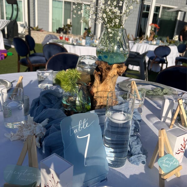 Sea Glass Table Signs With Acrylic Stands - Etsy