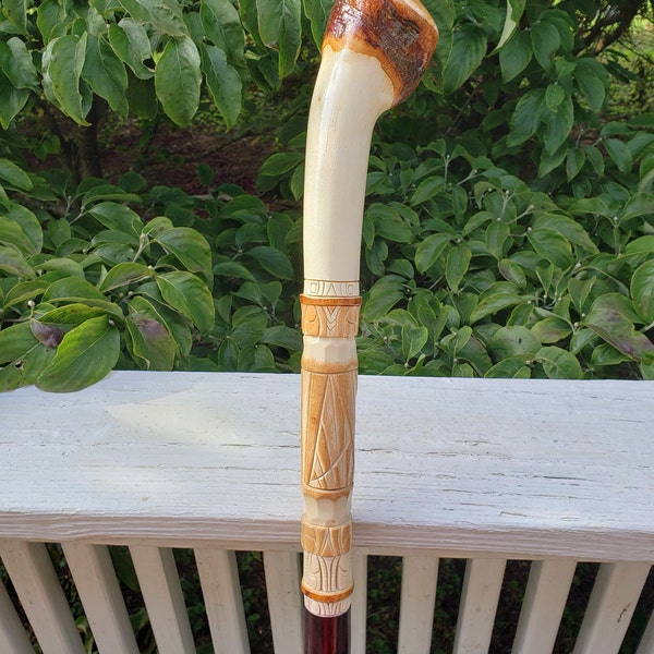 Tall Shaman Staff of Ash Wood, Walking Stick, Hand Carved Dance Staff ...