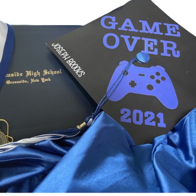 Game Over Grad Cap Topper Graduation Gift Tassel Custom Quote ...