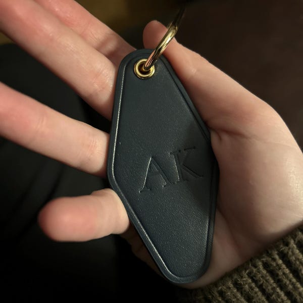 Embossed Diamond Leather Keychain (initials) - Modern Key Rings, Custom ...