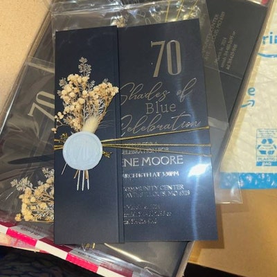 Luxury Quinceanera Invitation, Acrylic Wedding Invitation, Elegant Navy ...