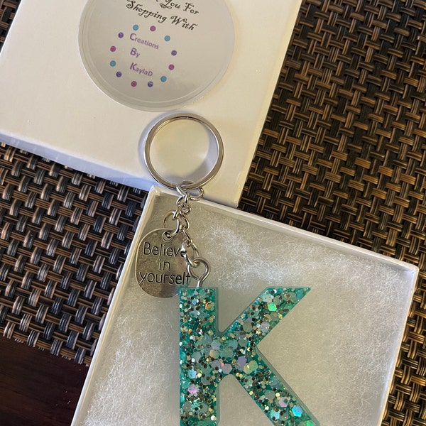 Resin Initial Key Chains With Inspirational Quotes "j" - Etsy