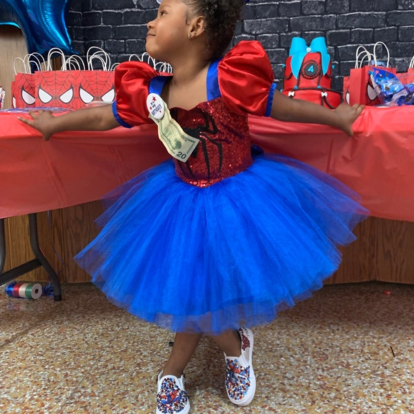 Spider Girl Costume, Superhero Birthday Dress, Birthday Party Gown - Etsy