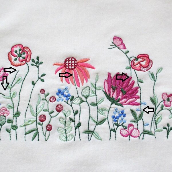 Wild Flowers Machine Embroidery Designs, Line Art Embroidery, Flower ...