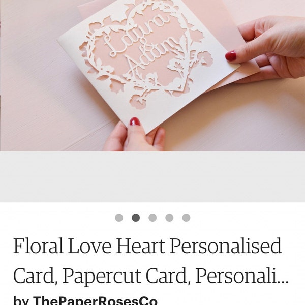 Floral Love Heart Personalised Card, Papercut Card, Personalised Names ...