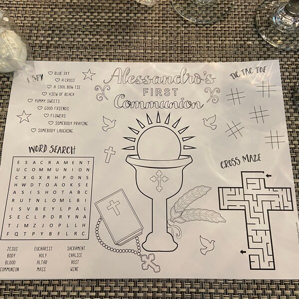 Personalized First Communion Coloring Activity Sheets, Holy Communion ...