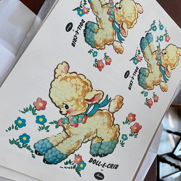 Vintage Image Lamb Amsco Doll-e-crib Furniture Transfers Waterslide ...