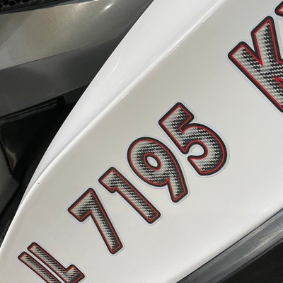 Black Carbon Red Registration Numbers and Letters Decals Vinyl Names ...
