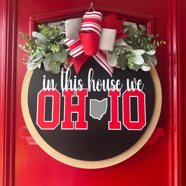 Ohio State Door Hanger | Ohio State Buckeyes | Ohio State Wreath ...