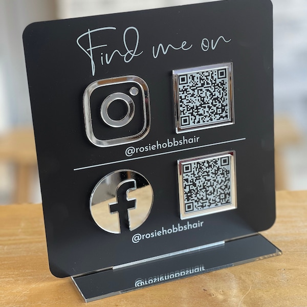 QR Code Stand Instagram Facebook Business Social Media Sign | Salon ...