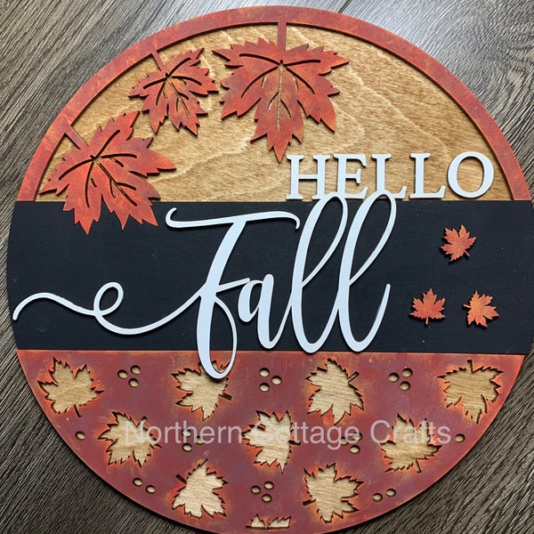 Hello Fall Sign SVG, Fall Door Round SVG, Fall Welcome, Fall Porch ...