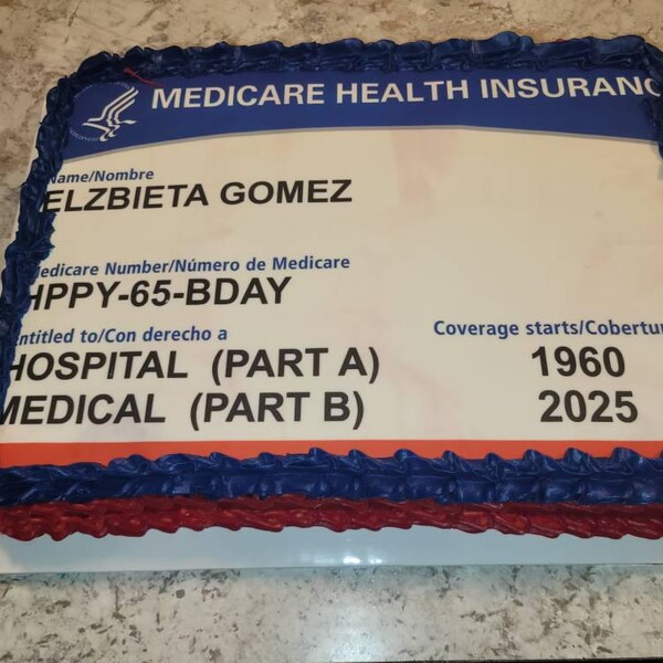 MEDICARE EDIBLE PHOTO Image Over the Hill Cake Topper 1/2 1/4 8in Icing ...
