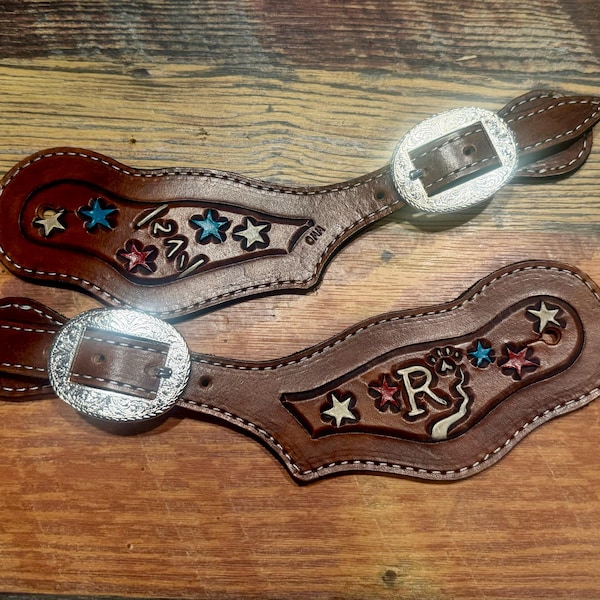 Customizable Hand-tooled Leather Spur Straps - Etsy