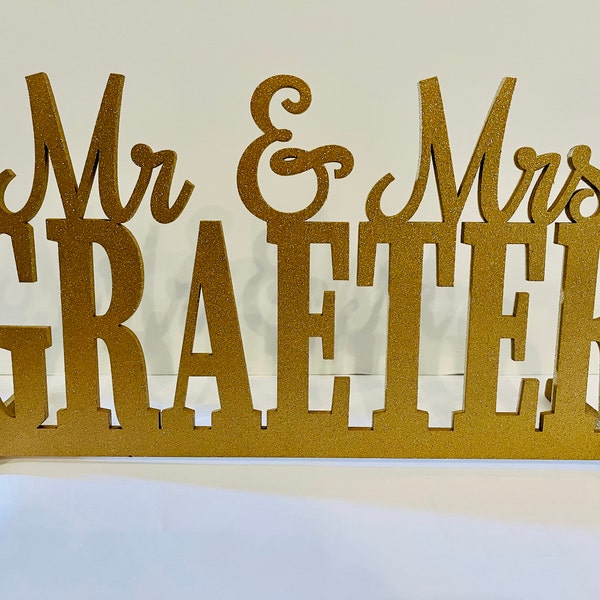 Custom Wedding Name Sign, Mr and Mrs Sign, Personalized Wedding Name ...