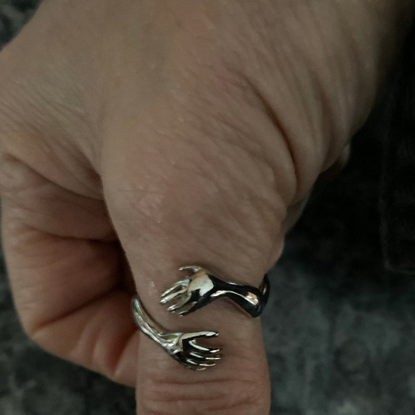 Hug Ring, Hand Ring, Hugging Hands Ring, Hold Me Tight, Adjustable Ring ...