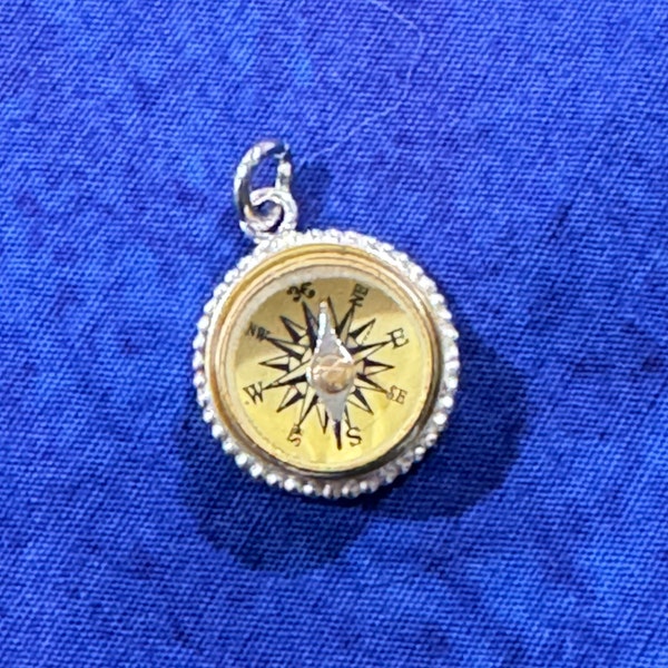 Tiny Sterling Silver Working Compass Necklace With Engraving ...