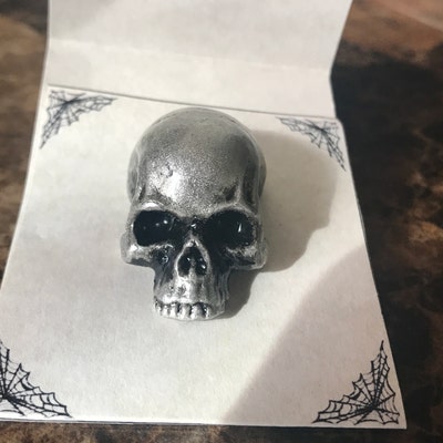 Aged Silver Skull Mens Lapel Pin, Gothic Jewelry, Cast Stone Skull Tie ...