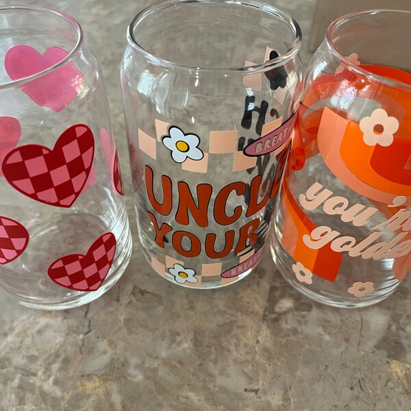 Summer Waves Glass Cup, Retro Waves, Retro Pattern Glass Cup, Groovy ...