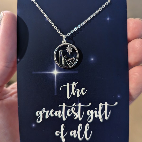 Silver or Gold Nativity Necklace, Bethlehem Star Nativity Scene, Baby ...