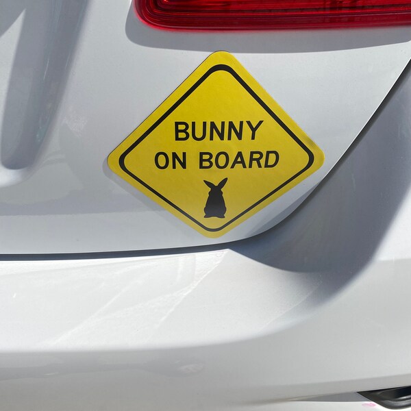 Bunny on Board Car Magnet; Pet Rabbit Warning Sign, Rabbit on Board ...