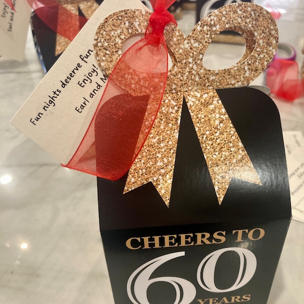 Adult 60th Birthday - Gold - Square Favor Gift Boxes - Birthday Party ...