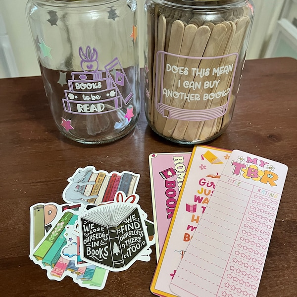 Books to Be Read and Tracker Glass Jars With Gold Lid - Etsy