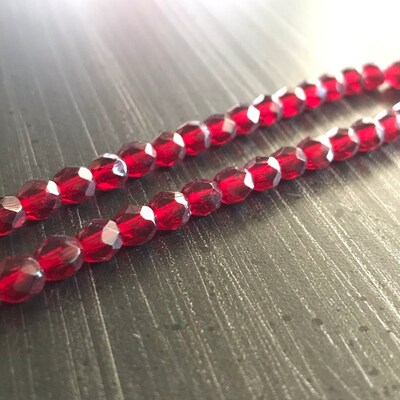 2 Strands 6mm Ruby Red Fire Polished Czech Fire Polished - Etsy