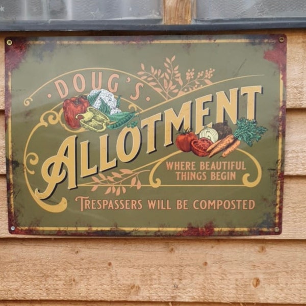 Personalised Allotment Sign Metal Garden Vegetable Patch Wall Door ...