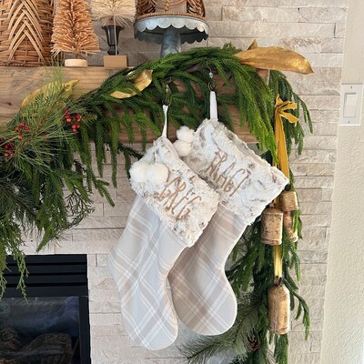 Neutral Stockings. Personalized Christmas Stocking. Ivory Christmas ...