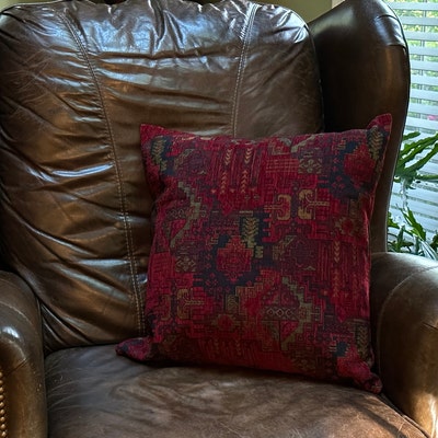 Any Size Red Turkish Kilim Throw Pillow Cover, Dark Red Bohemian Kilim ...