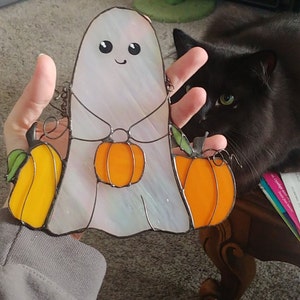 Suncatcher Ghost and Pumpkin Funny Halloween Decor Casper the Friendly ...