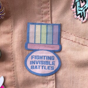 Fighting Invisible Battles Iron on Patch – Woven Pastel Rainbow - Etsy