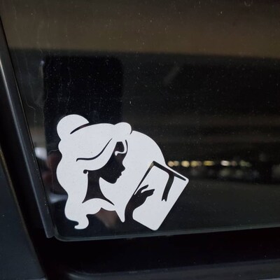 Princess Belle Reading a Book Vinyl Decal, Beauty and the Beast, Tale ...