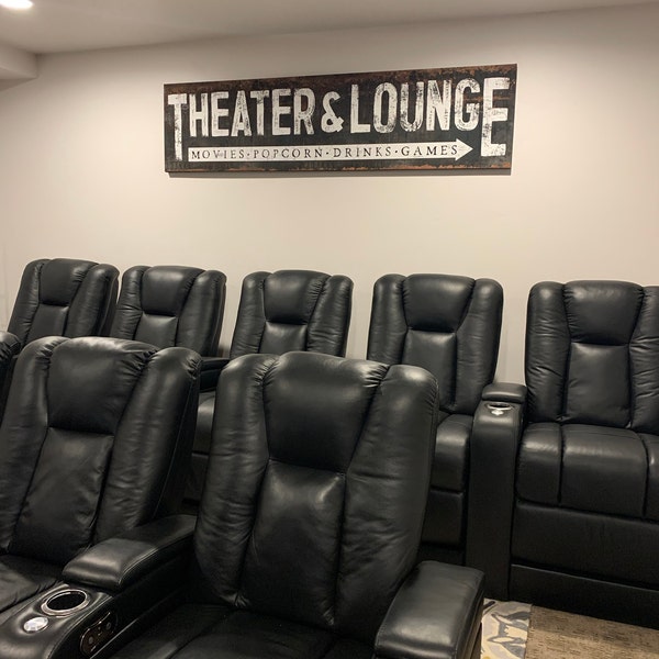 Modern Farmhouse Wall Decor Family Theater Sign Large Rustic Wall Art ...