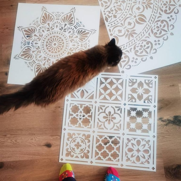 Textured Wall Stencil Set, Eastern Pattern Templates, Reusable Stencils ...