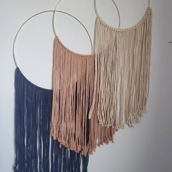 Simple Macrame Wall Hoop | Macrame Wall Hanging | Simple Round Hoop ...