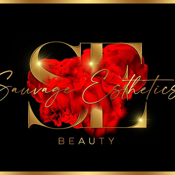 Red Gold Logo, Boutique Logo, Red Watercolour Logo, Beauty Logo ...