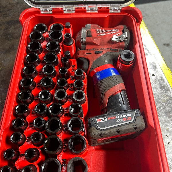 Packout Insert for M12 Stubby 3/8 Impact Wrench 43-piece Impact Socket ...