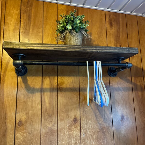 Rustic Laundry Room Drying Rack, Clothes Drying Bar, Towel Bar Storage ...