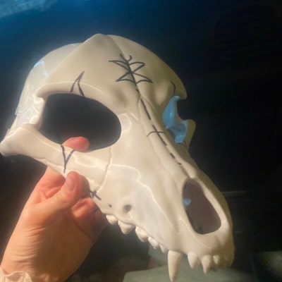 Wolf Skull Realistic Bone Spooky Mask Movable Moving Hinge Jaw 3D ...