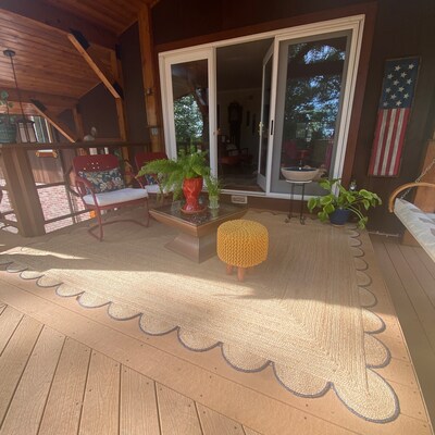 Scalloped Jute Rug Natural Scallop Rug Scalloped Edge Rug - Etsy
