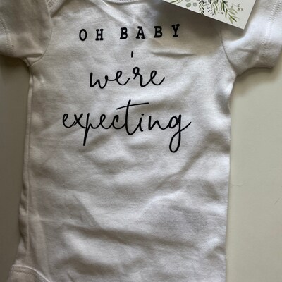 QUICK SHIP Oh Baby We're Expecting Onesie™ Pregnancy Announcement Baby ...